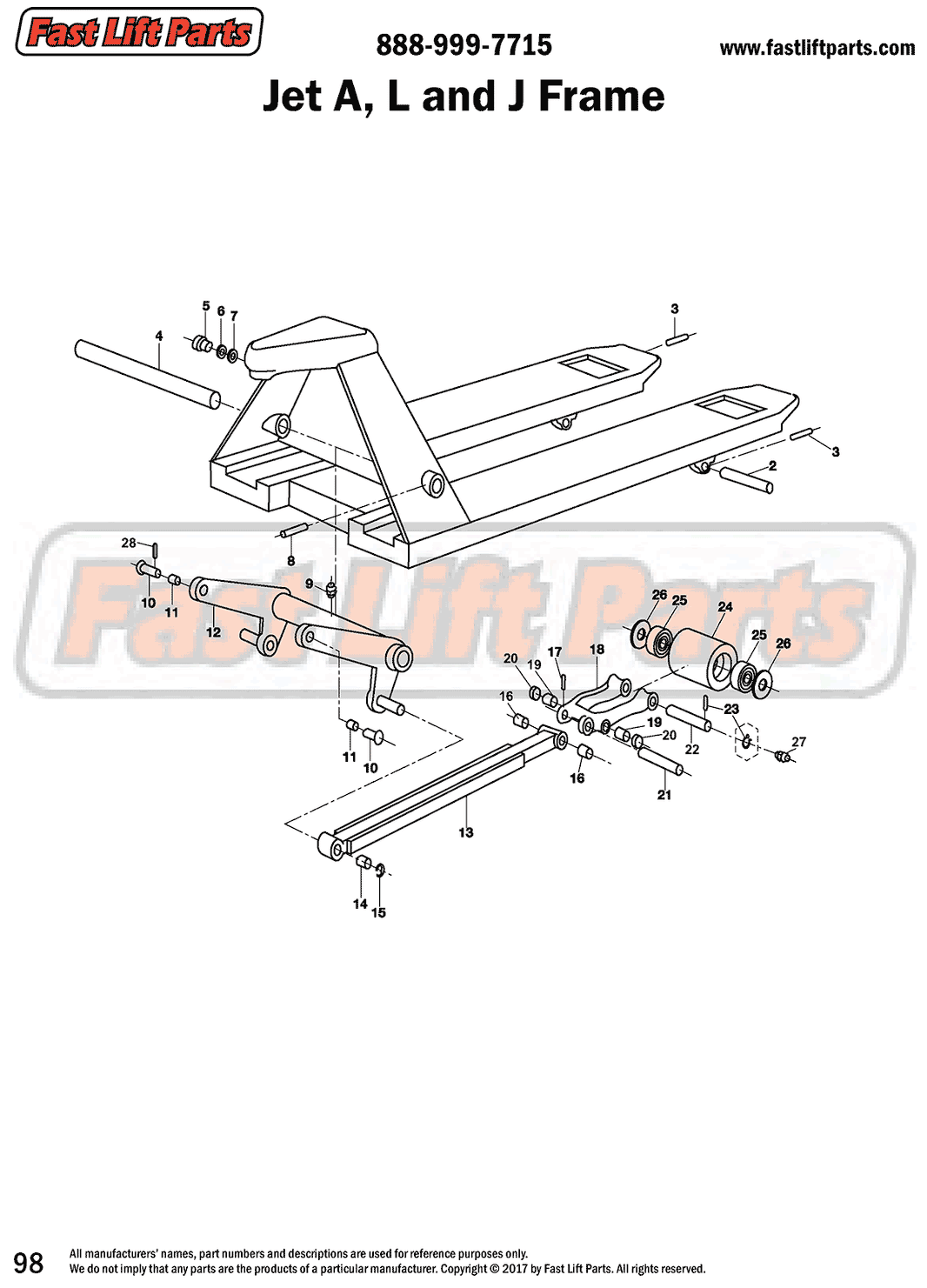 Jet Pallet Jack Replacement Parts - Diagram, Rebuild Kits, Wheels ...