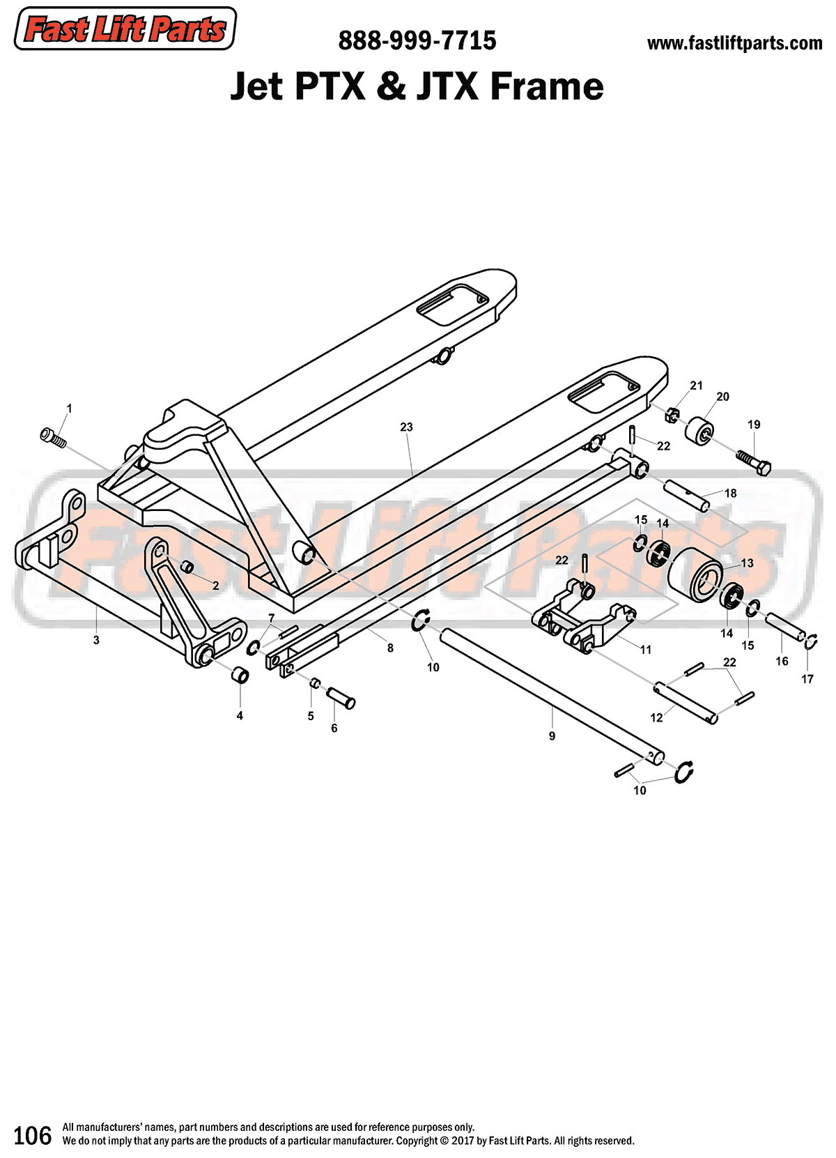 Jet Pallet Jack Replacement Parts - Diagram, Rebuild Kits, Wheels ...