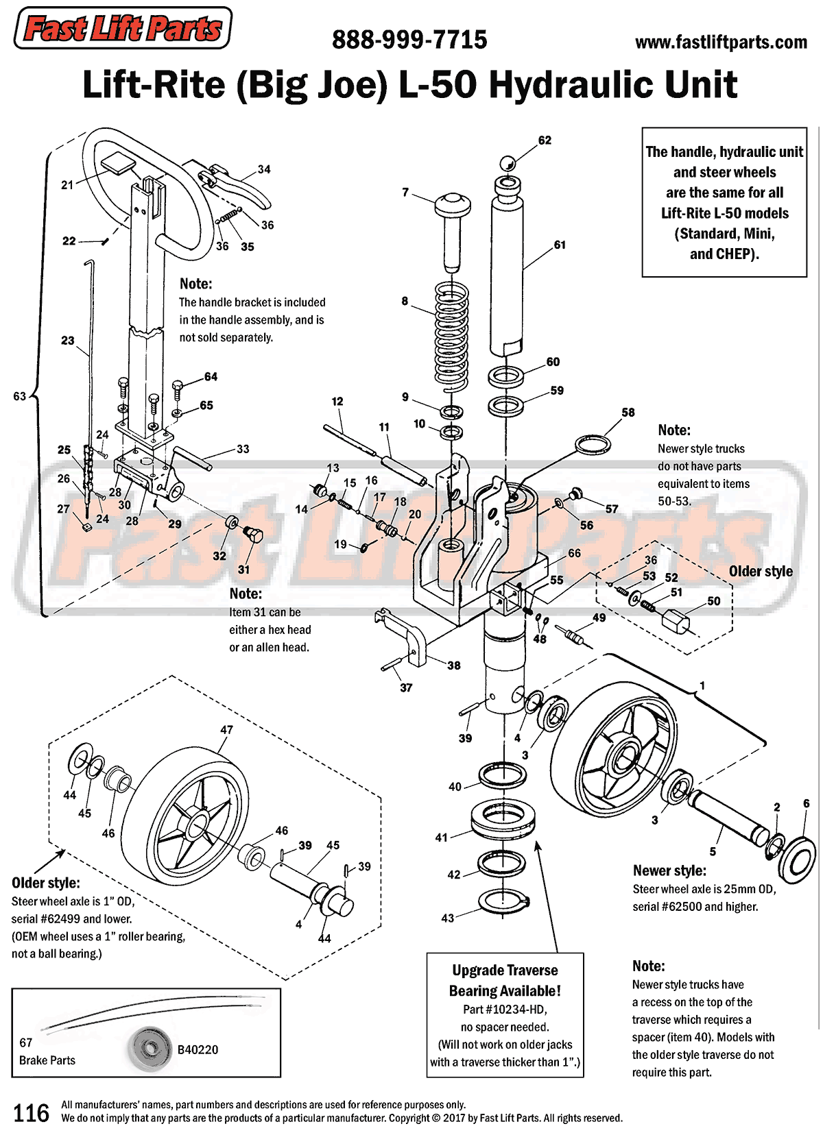 Lift-Rite (Big Joe) L-50 Hydraulic Unit Line Drawing – Fast Lift Parts