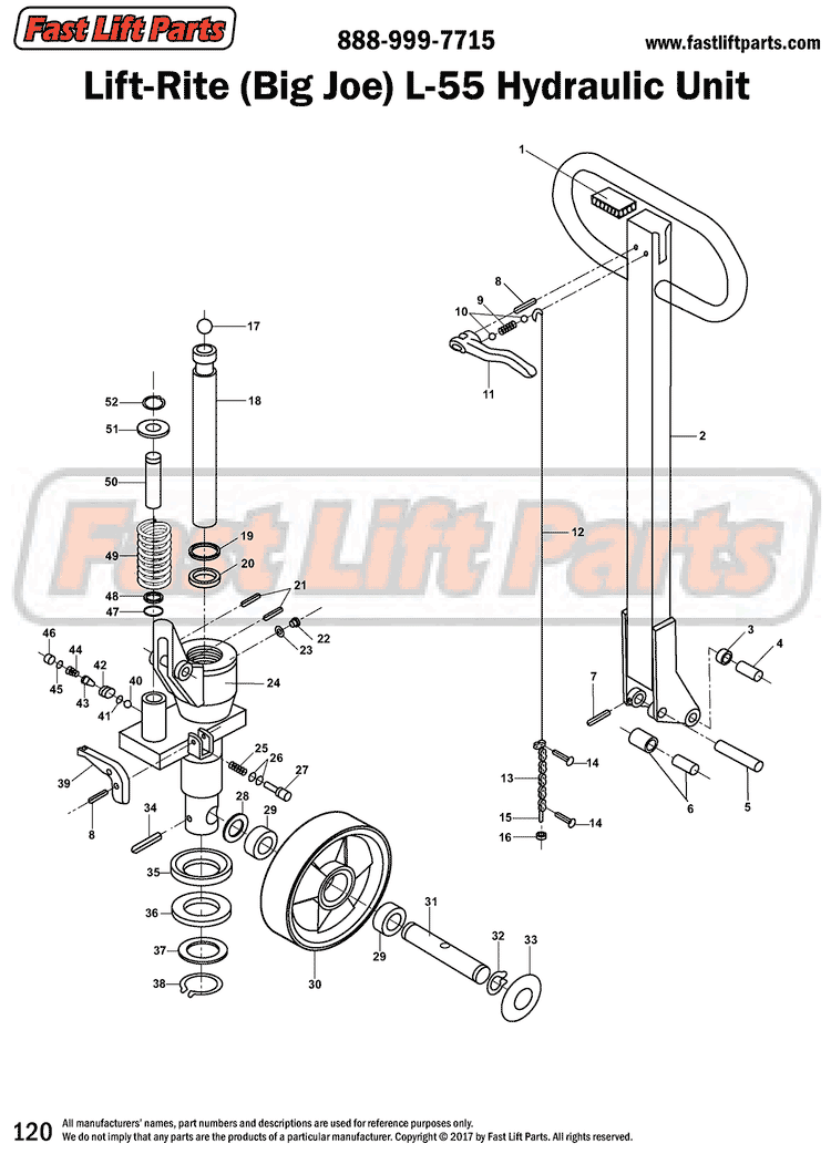 Lift-Rite (Big Joe) L-55 Hydraulic Unit Line Drawing – Fast Lift Parts