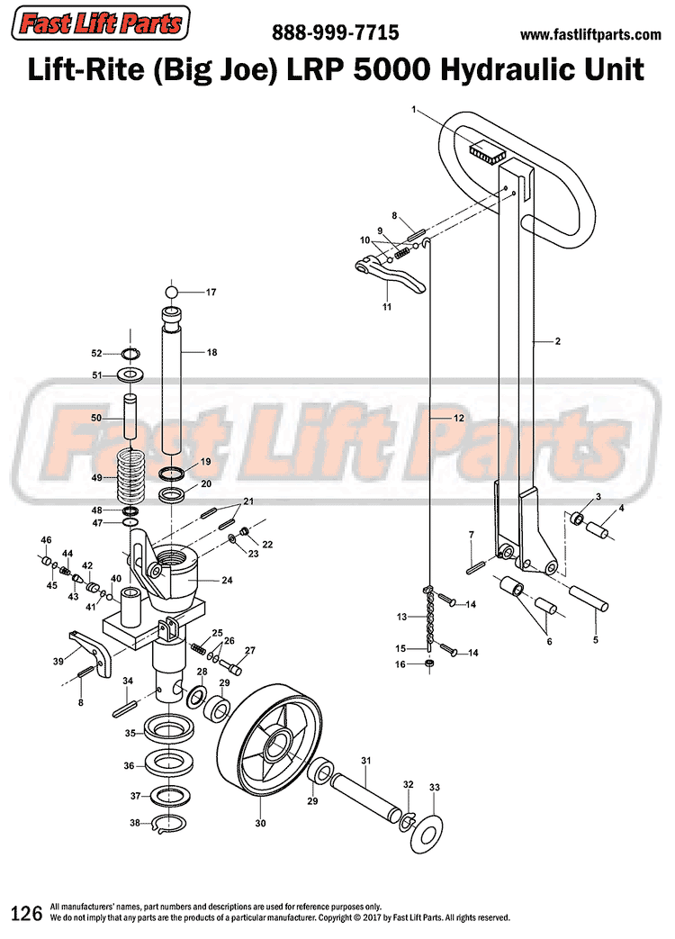 Lift-Rite (Big Joe) LRP 5000 Hydraulic Unit Line Drawing – Fast Lift Parts