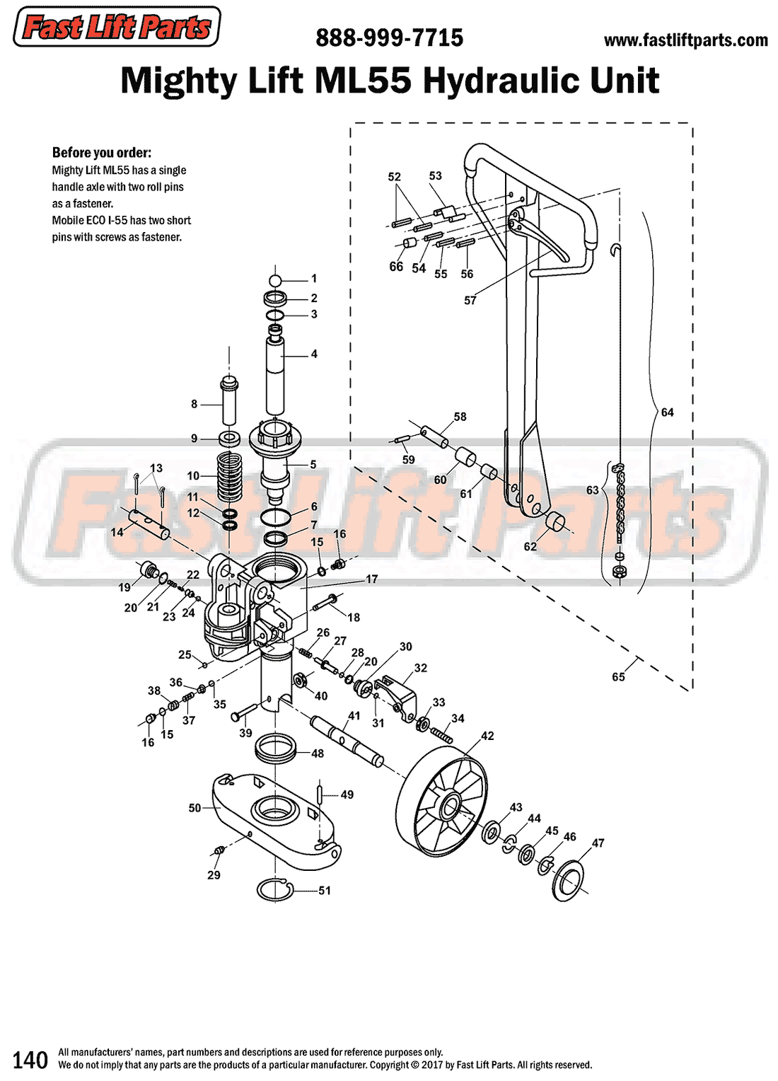 Mighty Lift ML55 Hydraulic Unit Line Drawing – Fast Lift Parts