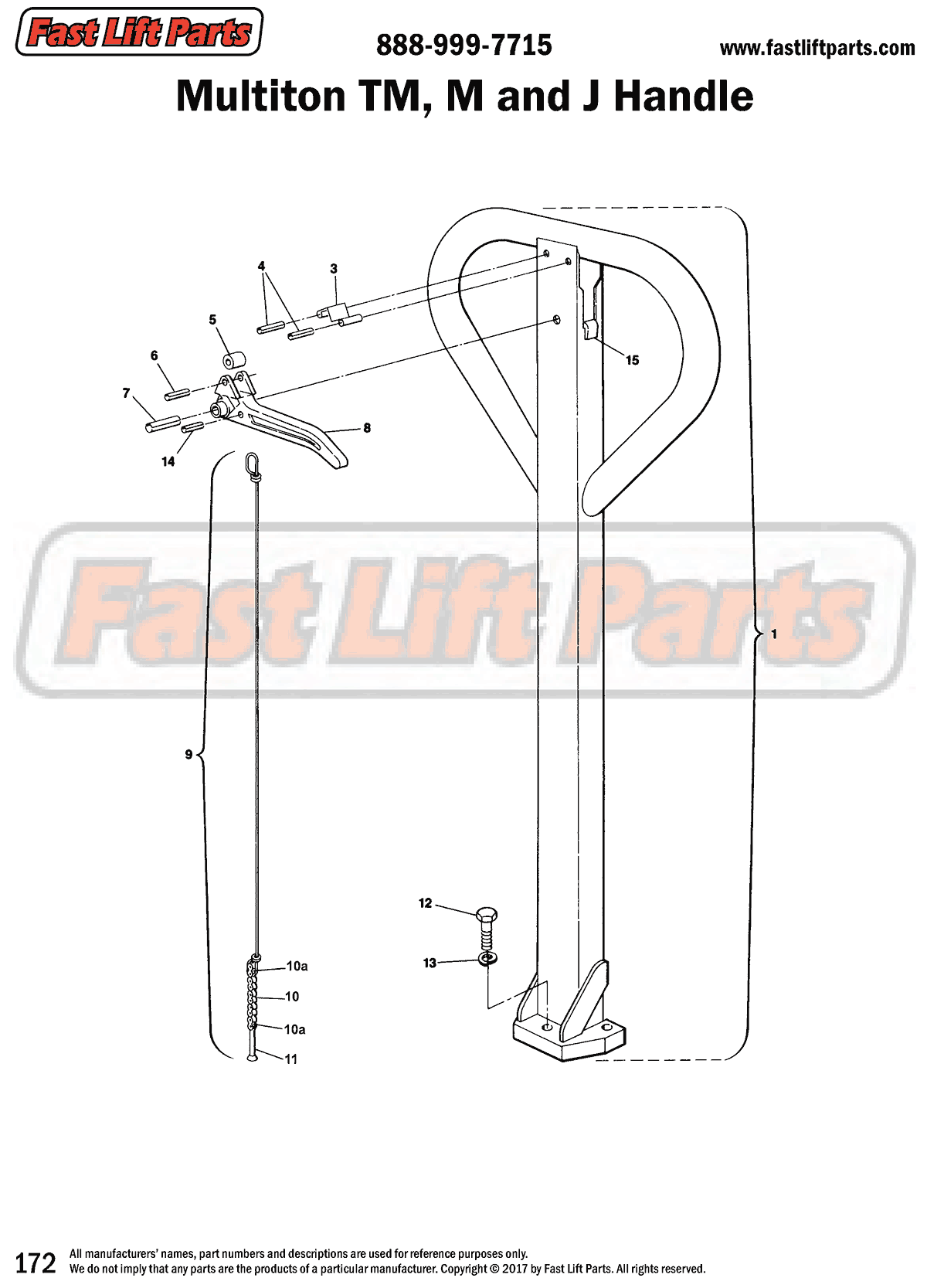 Multiton TM, M & J Handle Line Drawing – Fast Lift Parts