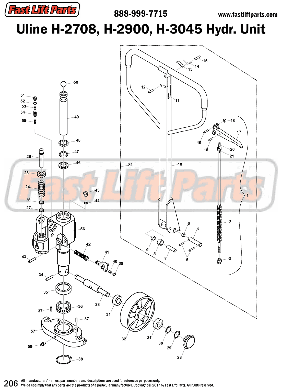 Uline H-2708, H-2900, H-3045 Hydraulic Unit Line Drawing – Fast Lift Parts